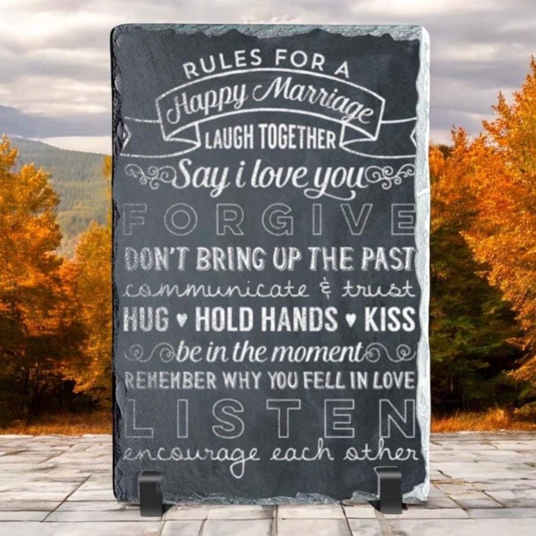 Rules for Happy Marriage Photo Slate 5x7 Size | Rock Slab | Home Decor ...