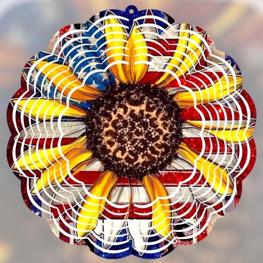 Patriotic Red White Blue Sunflower Sublimated Double-sided Aluminum ...