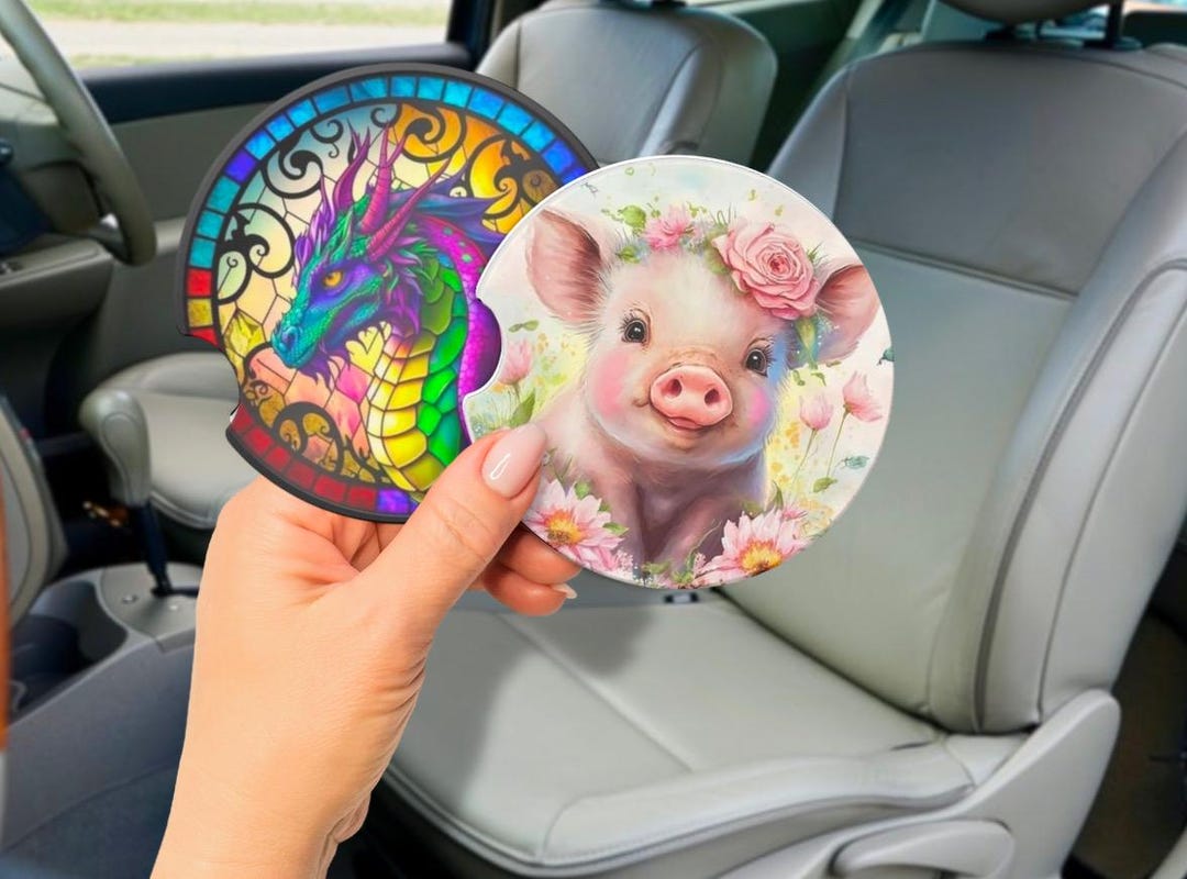 Ceramic Sublimated Animal Theme Car Coaster Set of 2 Mix and Match ...