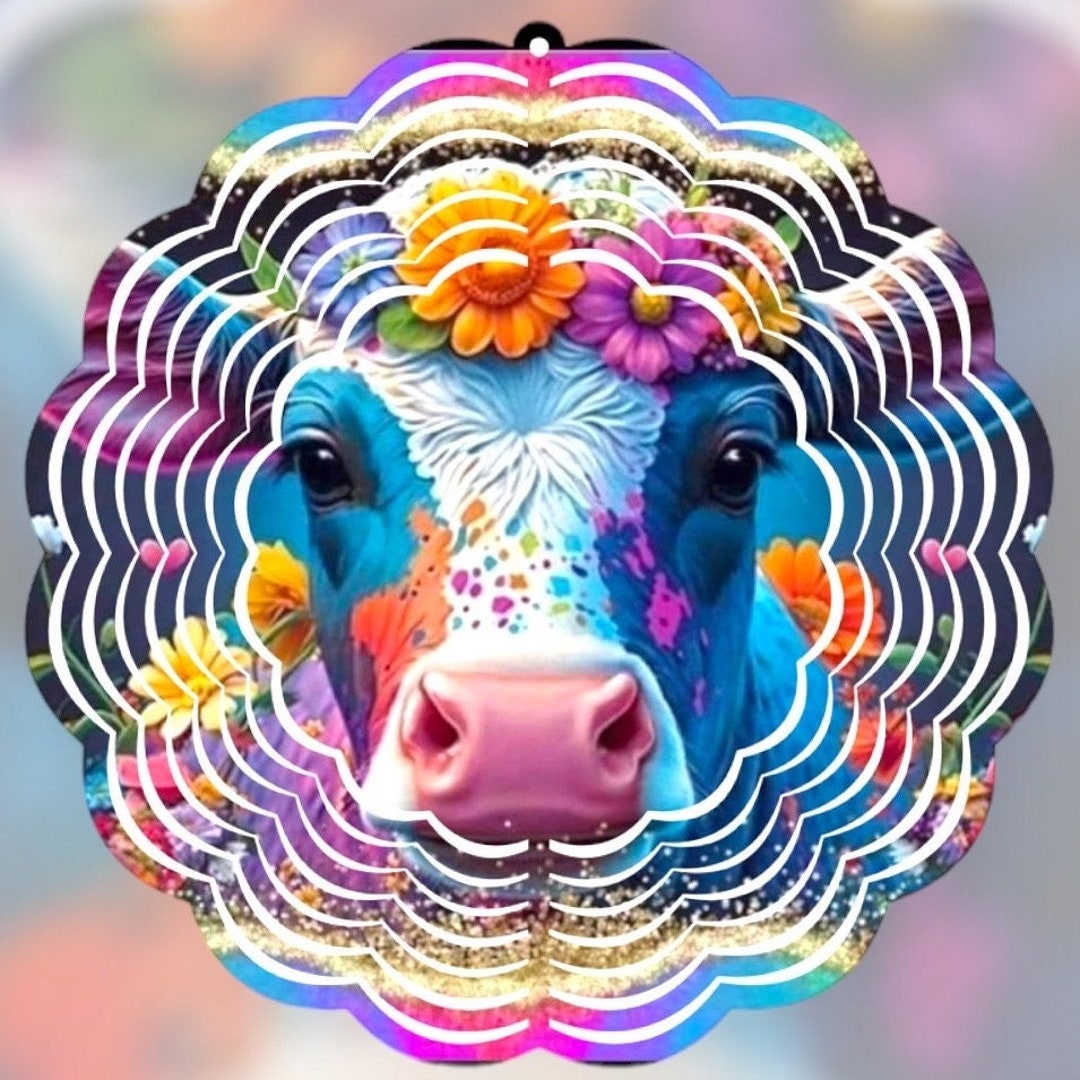Rainbow Heifer Cow Sublimated Double-sided 3D Aluminum Wind Spinner ...