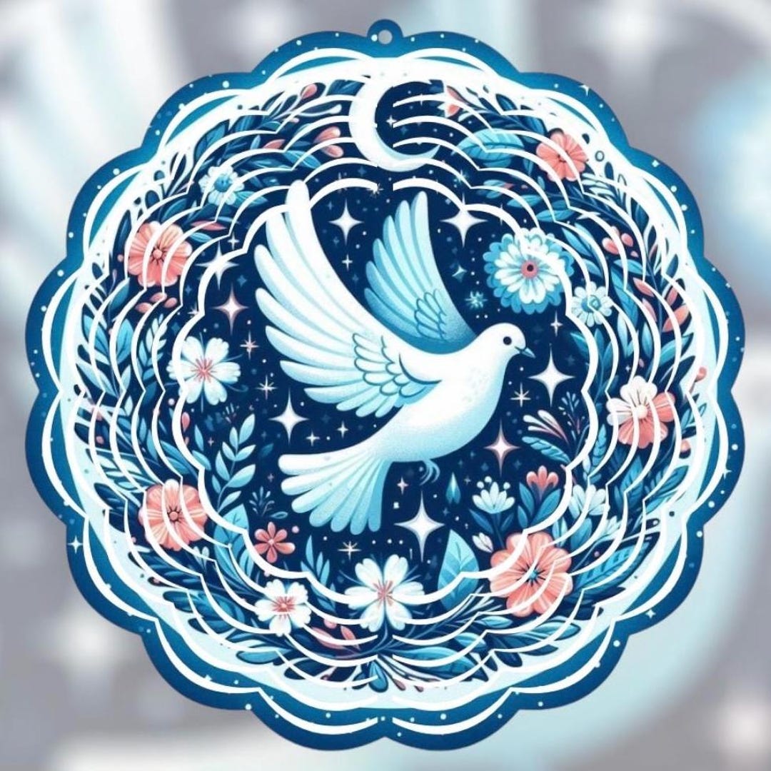 Beautiful White Dove Sublimated Double-sided 3D Aluminum Wind Spinner ...