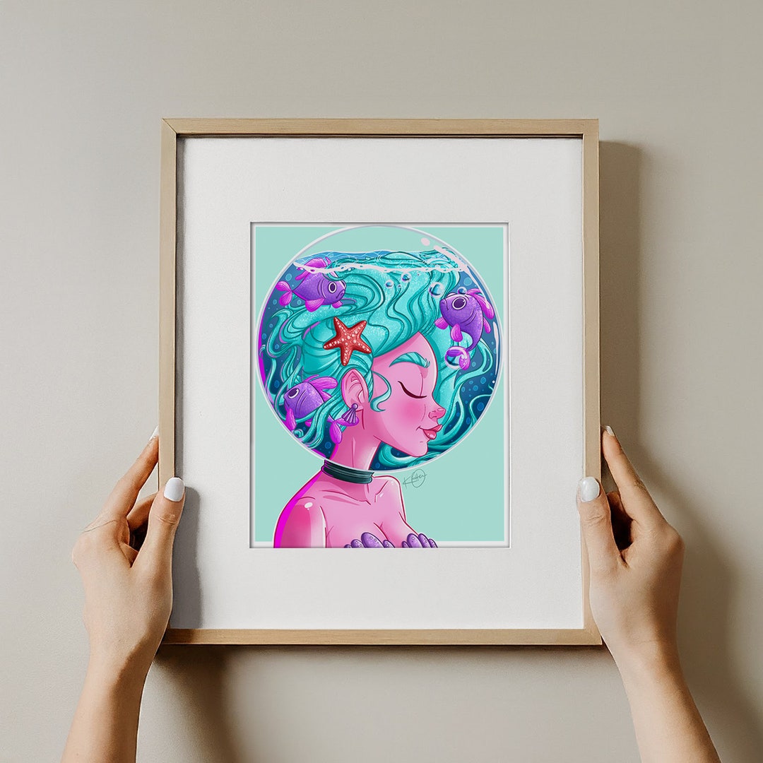 Mermaid on Land Digital Print, Printable Art, Mermaid Bringing Her ...