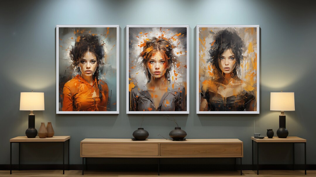 3x Posters without Frame 70 X 100 Cm, Nice Women, Painting Style ...