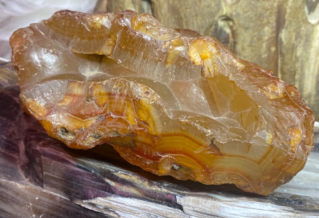 Huge Carnelian Agate W/ Botryoidal Pocket Rainbow Banding Uncut Raw ...