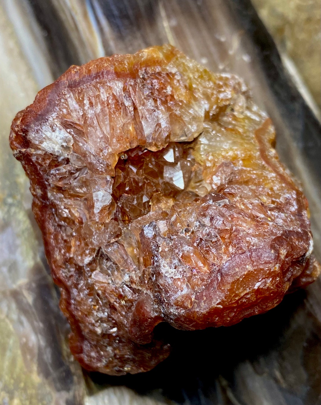 Multi Colored Fortification Agate With Crystal Formations Carnelian ...