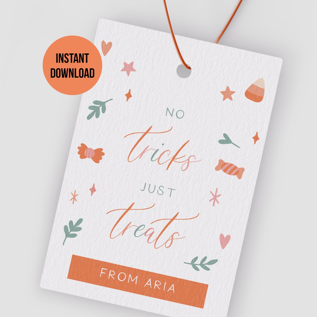 Printable Halloween Favor Tags, Trick or Treat Tag for Favor Bag ...