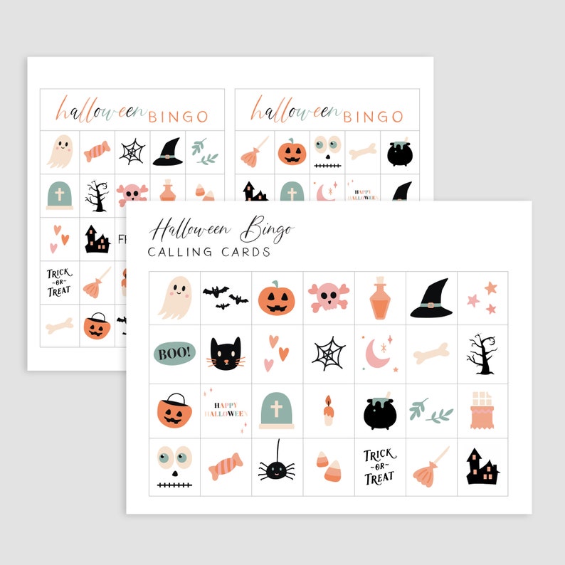 Printable Halloween Bingo Card Game, Halloween Activity for Kids Teens ...
