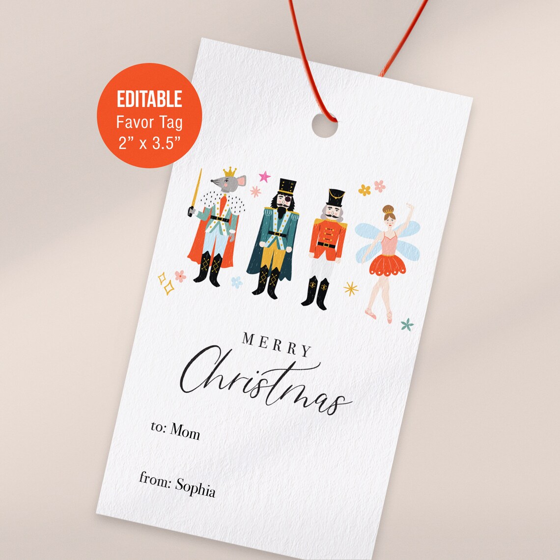 Printable Christmas Gift Tag, Nutcracker Gift Tag Printable, Holiday ...