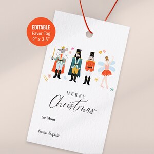 Printable Christmas Gift Tag, Nutcracker Gift Tag Printable, Holiday ...