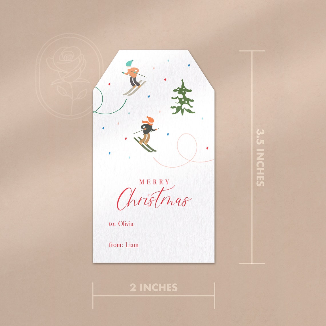 Printable Christmas Gift Tag, Ski Gift Tag Printable, Holiday Gift Tags ...