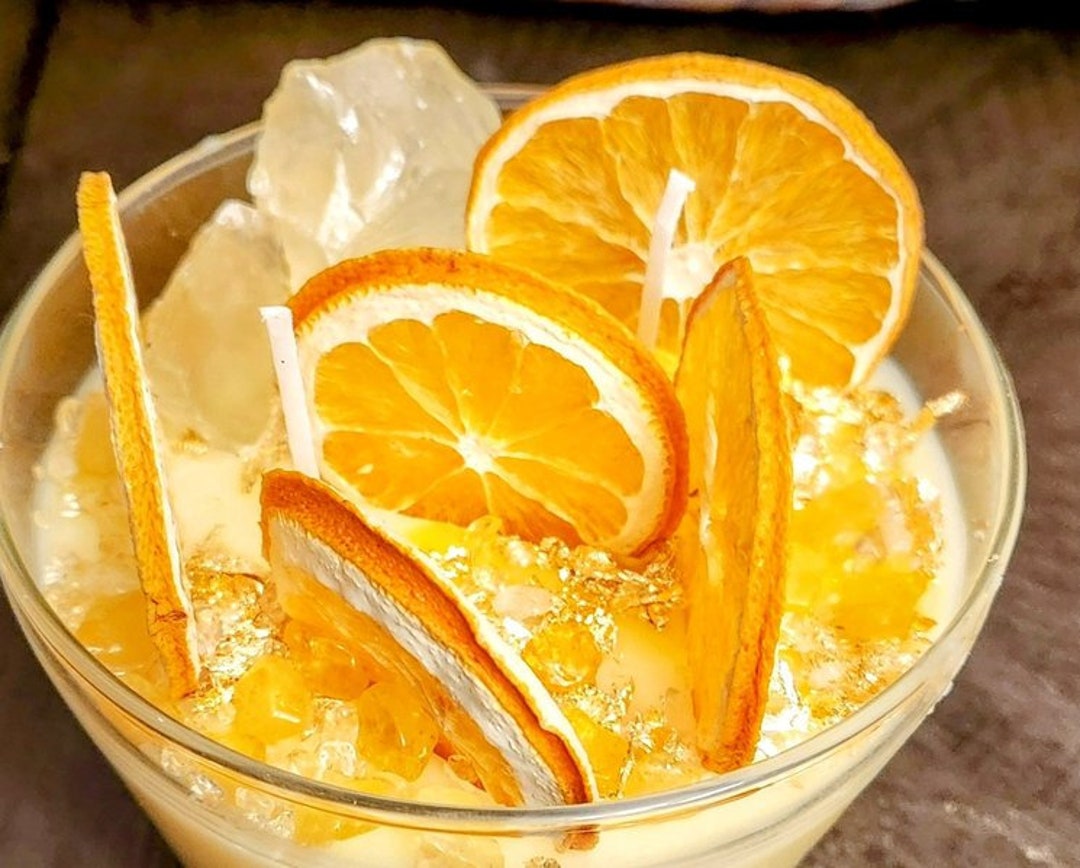 Citrus Crystal Candle With Dehydrated Orange Slices and Essential Oils ...