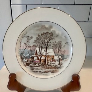 Vintage Winter Scene Collectable Plate - Etsy