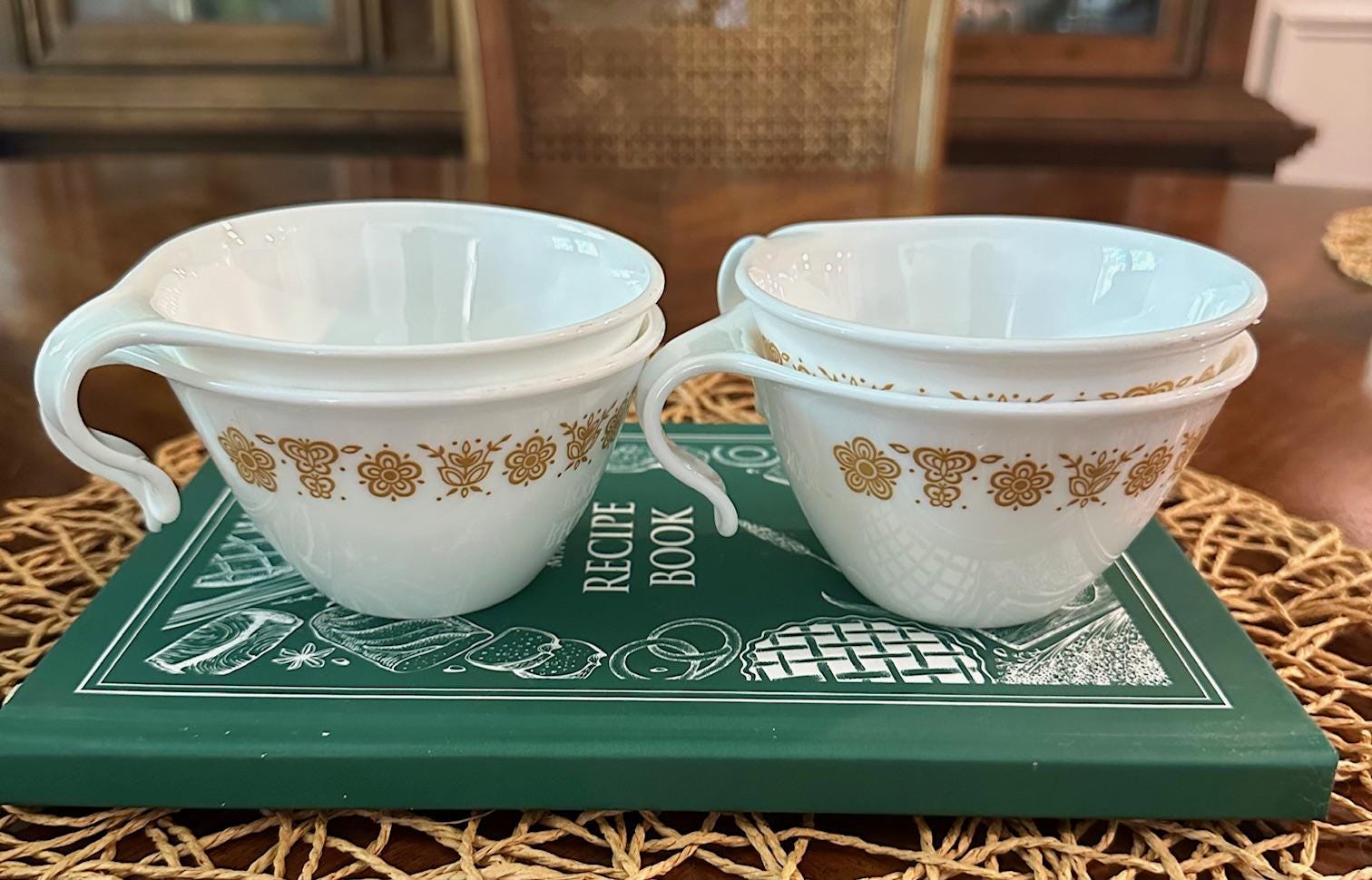 Vintage Corelle Cups-4/ CORNING Butterfly Gold Hook Handle Coffee Tea ...