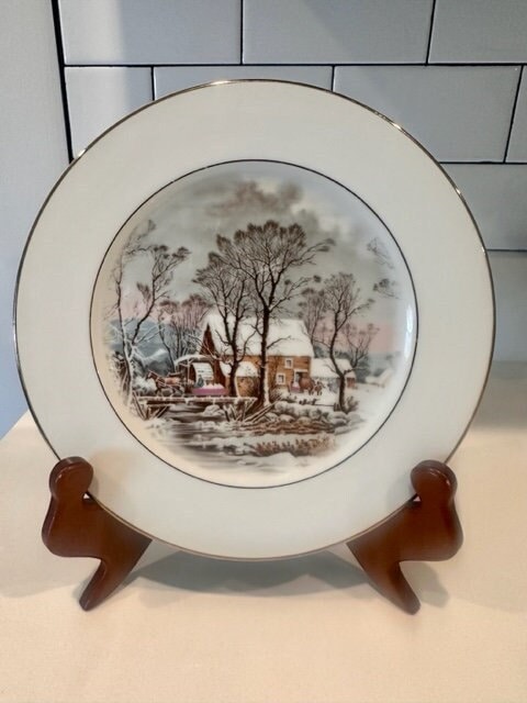 Vintage Winter Scene Collectable Plate - Etsy