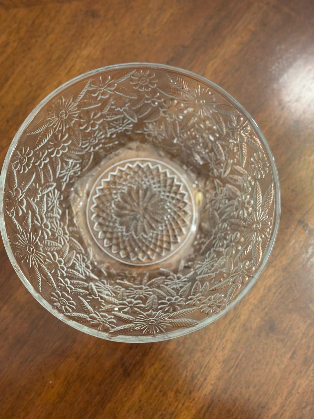 Vintage Indiana Glass Bowl, Daisy and Pineapple Pattern, Pressed ...
