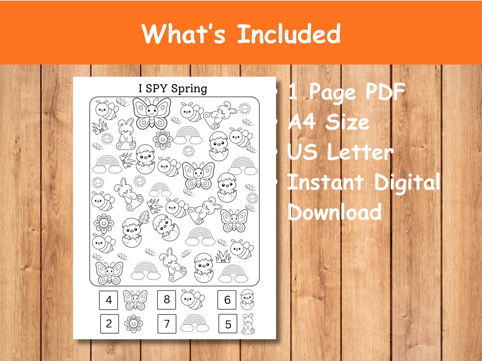 I Spy Spring Printable • Count and Color Worksheet • Preschool ...