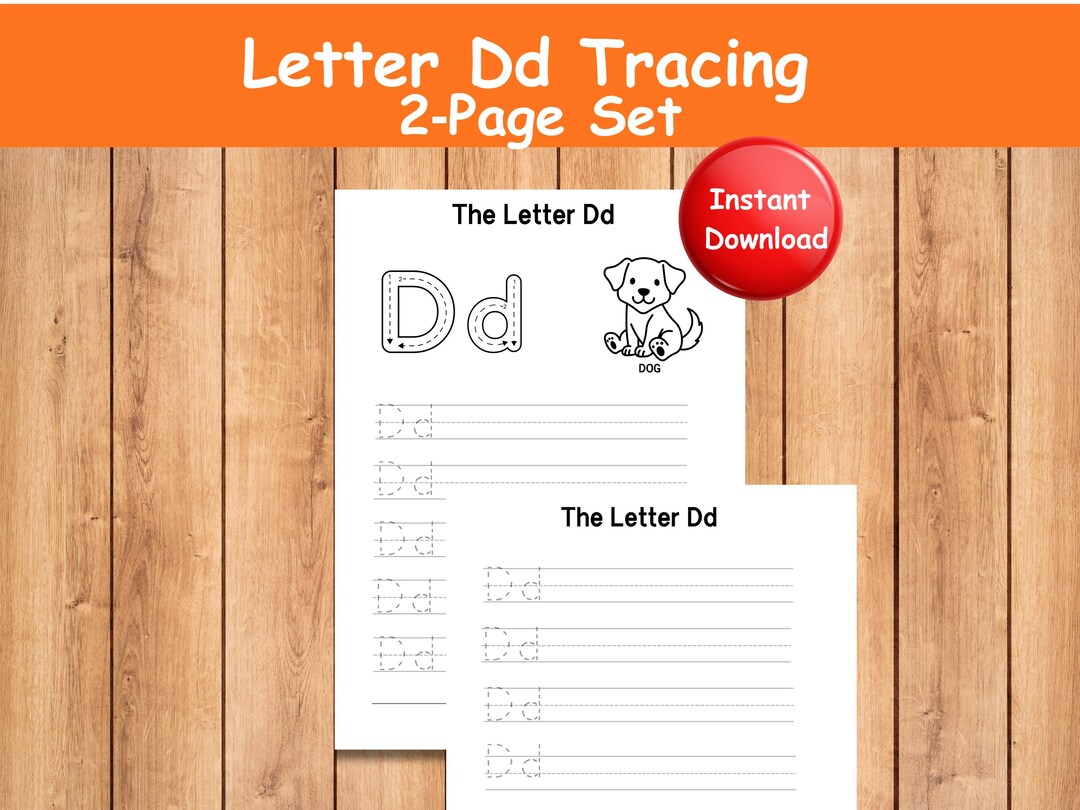 Letter D Tracing Worksheet • Uppercase + Lowercase • Trace + Color Dog ...