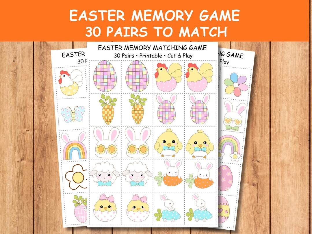 Easter Memory Matching Game Printable PDF – Easter Activity for Kids ...