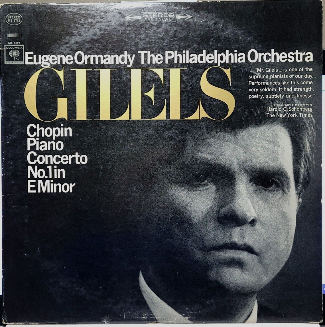 Gilels Ormandy ~ LP Vinyl Record ~ Chopin: Piano Concerto No.1 in E Minor ~ Columbia Records ...