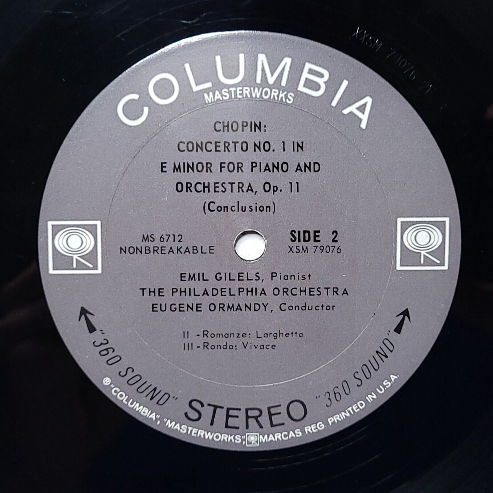 Gilels Ormandy ~ LP Vinyl Record ~ Chopin: Piano Concerto No.1 in E ...