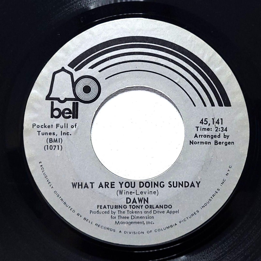 Dawn 45 What Are You Doing Sunday / Sweet Soft Sounds of Love on Bell ...