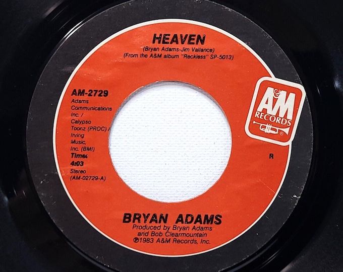 Bryan Adams 45 Heaven / Heaven "live" on A&M Pop Rock '85 - Etsy