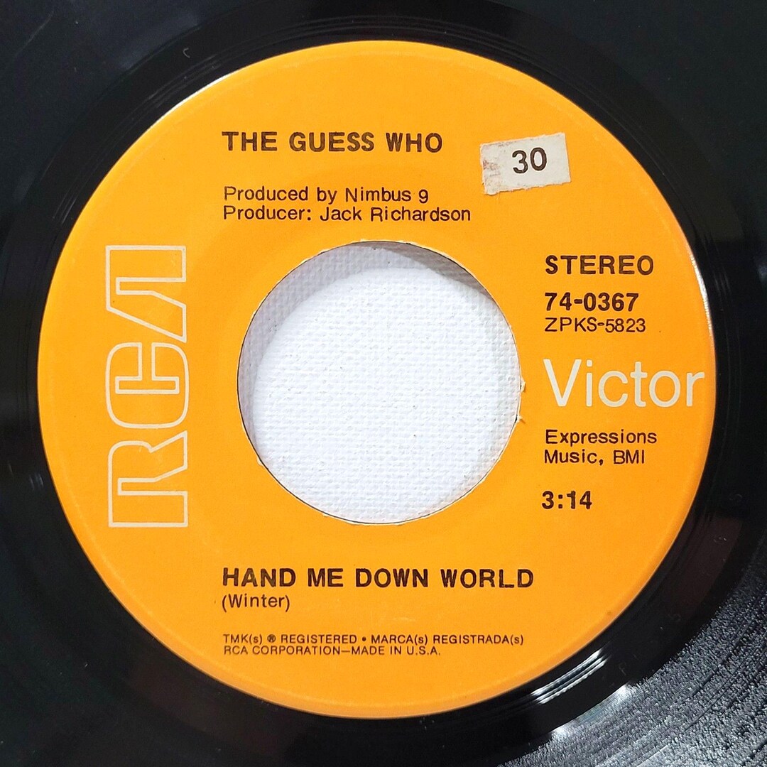 The Guess Who - Hand Me Down World 45 RPM RCA Victor Rock '70 VG+ - Etsy