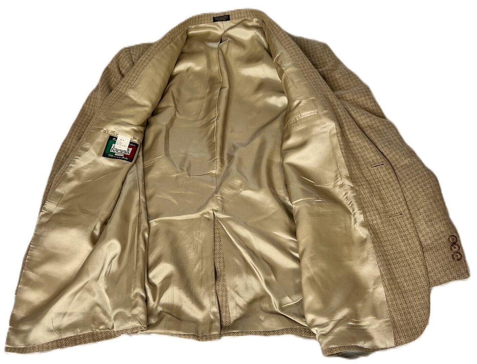 Vintage Lana Moda Fine Italian Mens Blazer Beige Tan Silk Wool Size 42R ...
