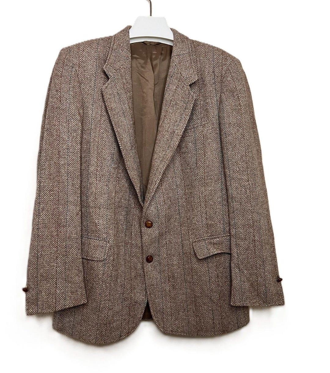 Vintage Austin Manor Men's Beige/brown Tweed Herringbone Wool Blazer ...
