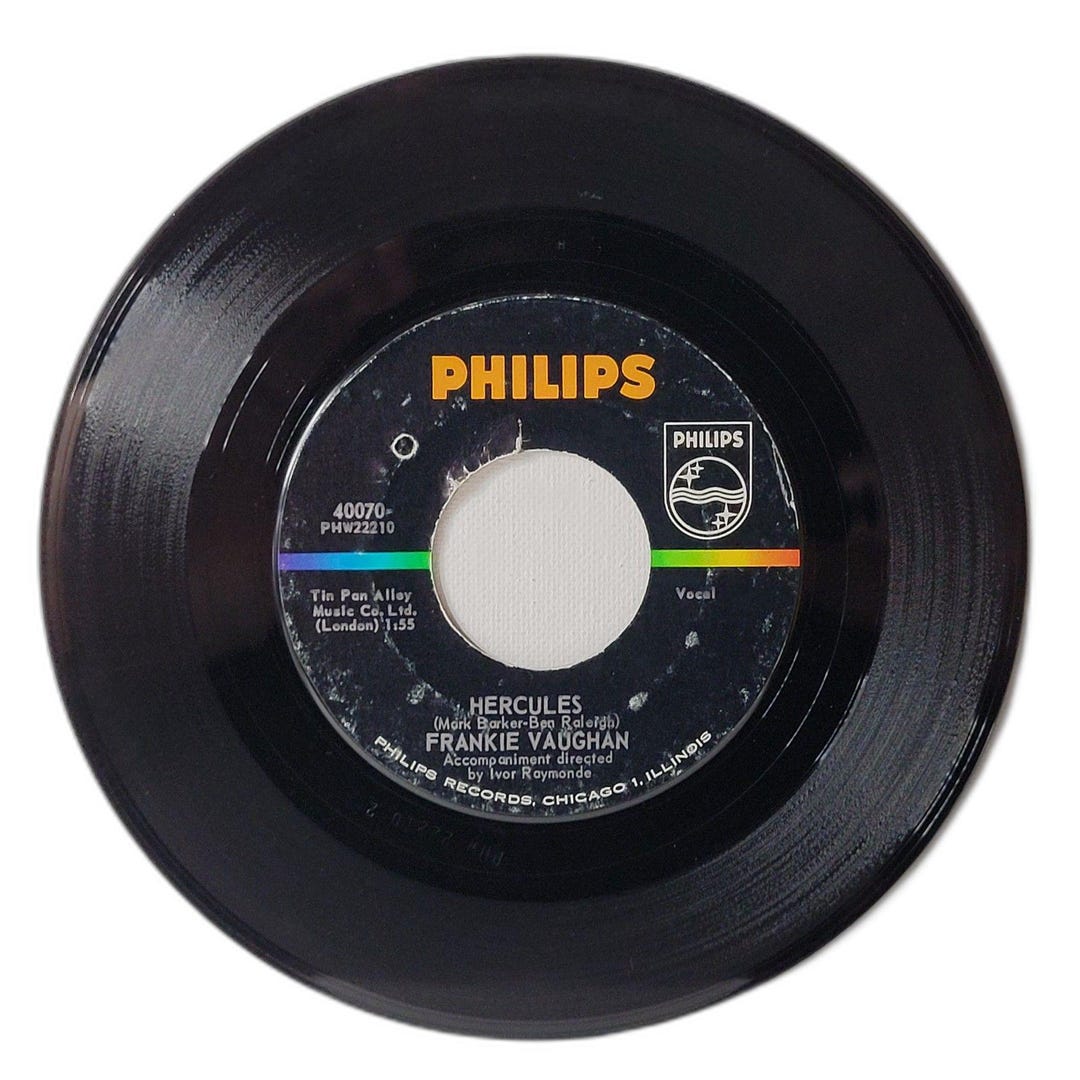 Frankie Vaughan 45 RPM - Hercules / I'm Gonna Clip Your Wings - Philips ...