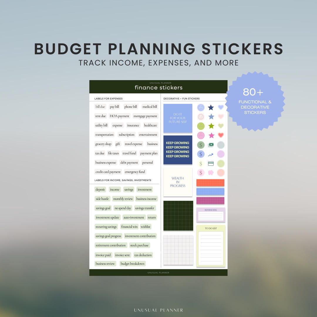 Budget Planner Sticker Set | Functional Aesthetic Productivity Stickers ...
