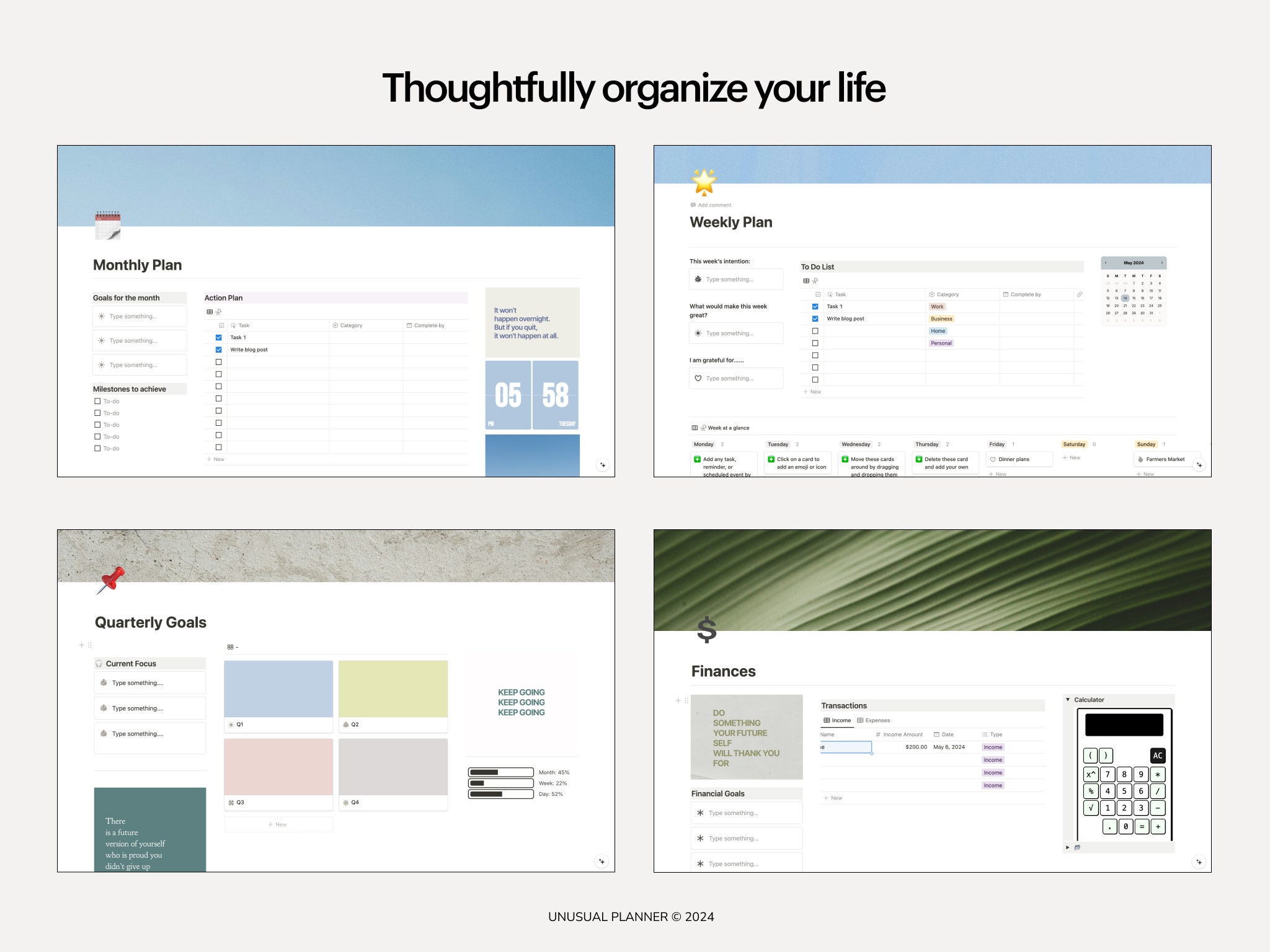 2024 Notion Planner Template | Notion Dashboard | Aesthetic Minimalist ...