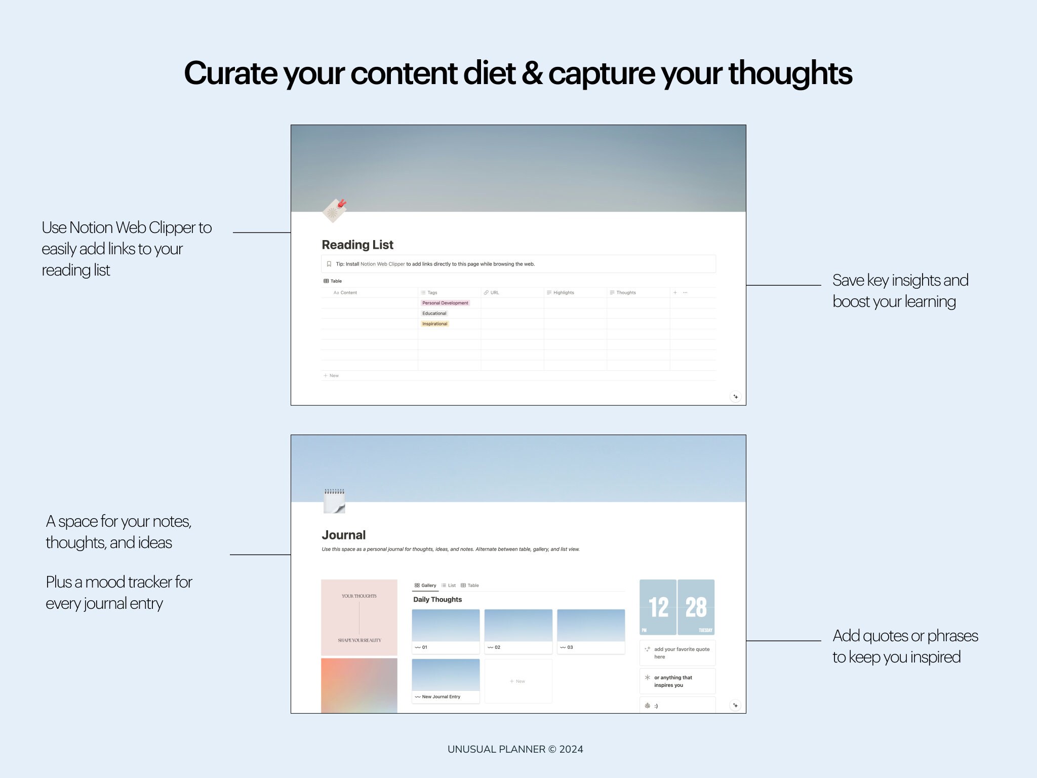 2024 Notion Planner Template | Notion Dashboard | Aesthetic Minimalist ...