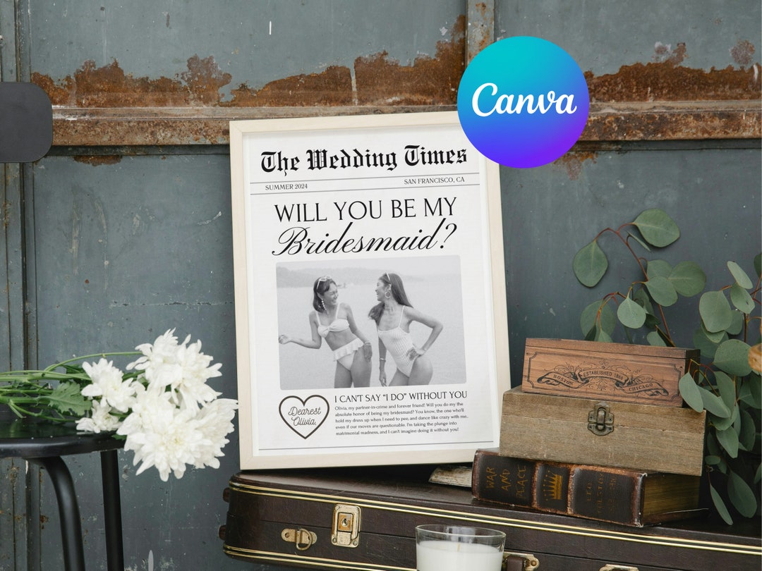Bridesmaid Newspaper Proposal Large Newspaper Template Custom Newspaper ...