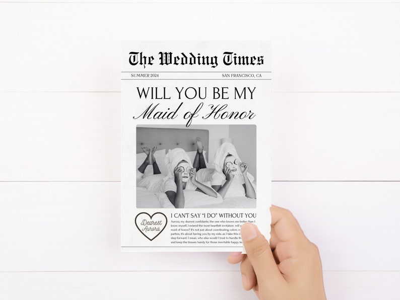 Bridesmaid Newspaper Proposal Large Newspaper Template Custom Newspaper ...