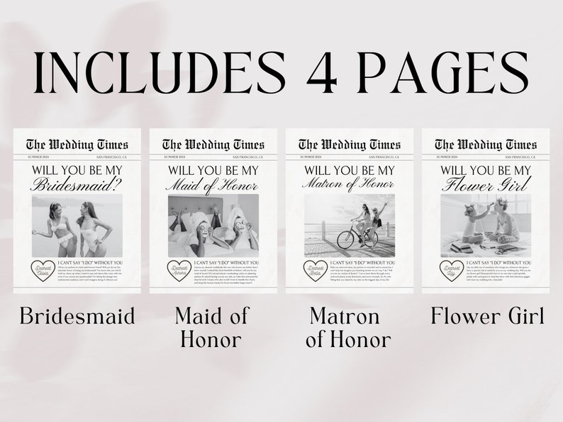 Bridesmaid Newspaper Proposal Large Newspaper Template Custom Newspaper ...