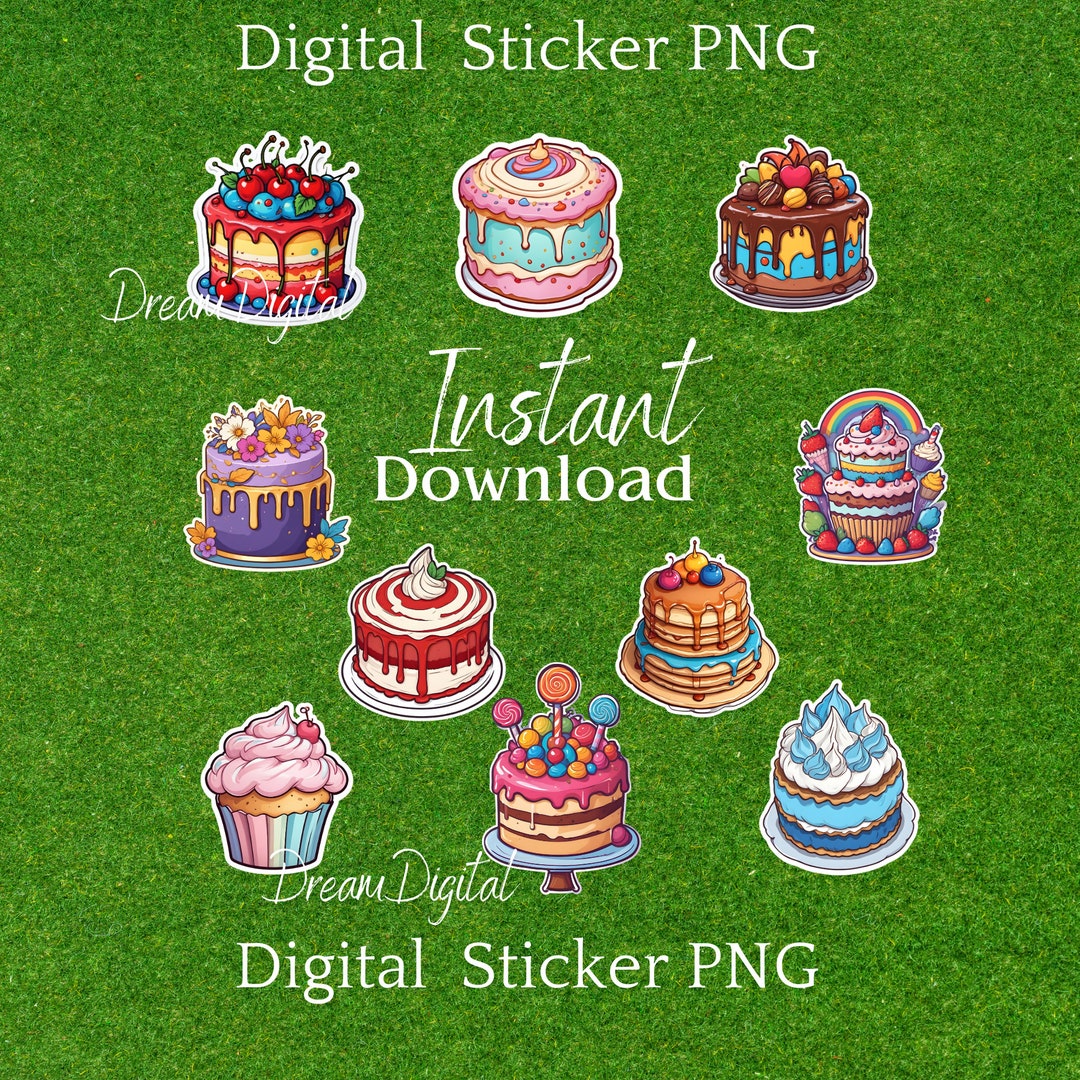 Birthday Baby Cake Digital Stickers Fancy Cake Stickers PNG Laptop ...