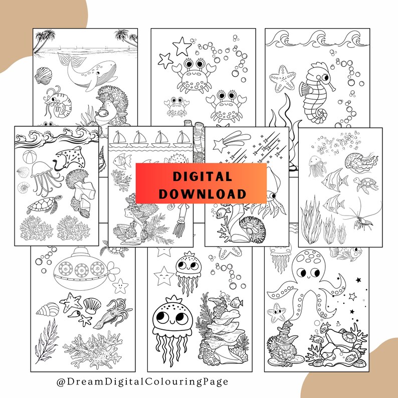 Coloring Page, Sea Animals, Under the Sea, Printable Coloring, Ocean ...