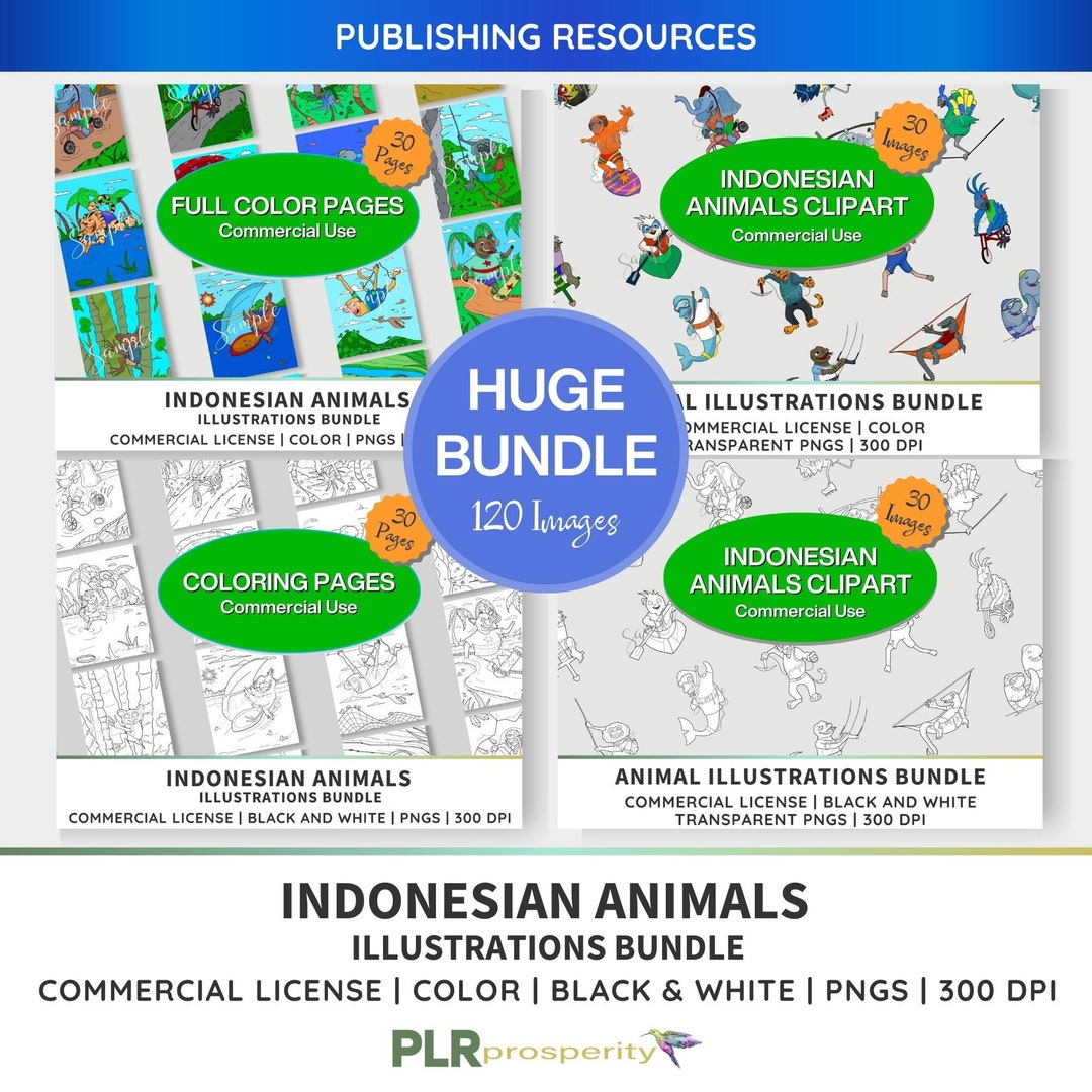 Indonesian Animal Illustrations Huge Bundle With Commerical Rights ...