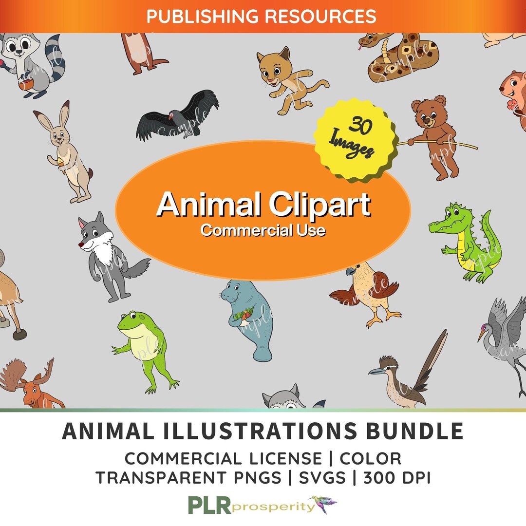 Wildland Animal Color CLIPART Bundle for Children With Commerical ...