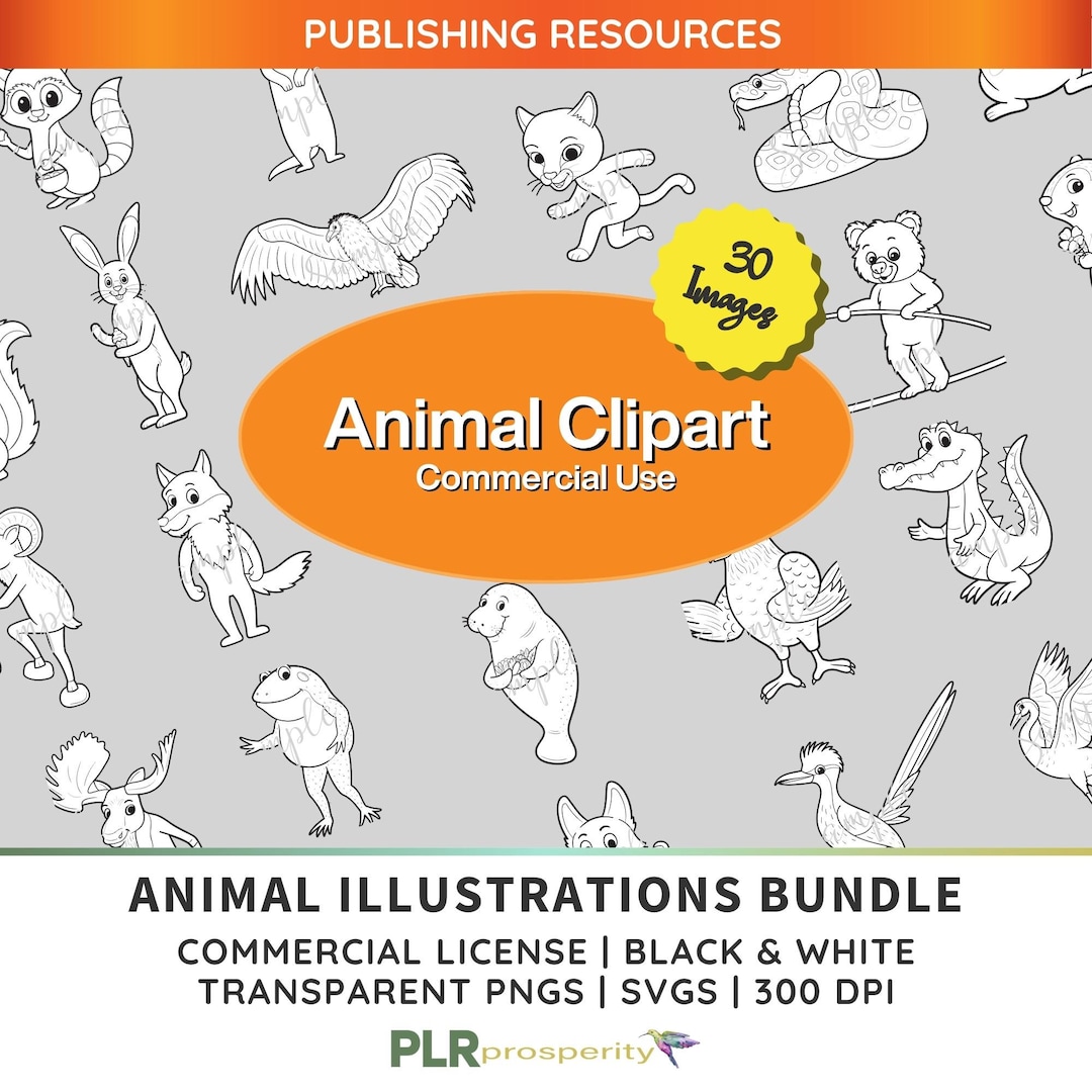 Wildland Animal Black and White CLIPART Bundle for Children With ...