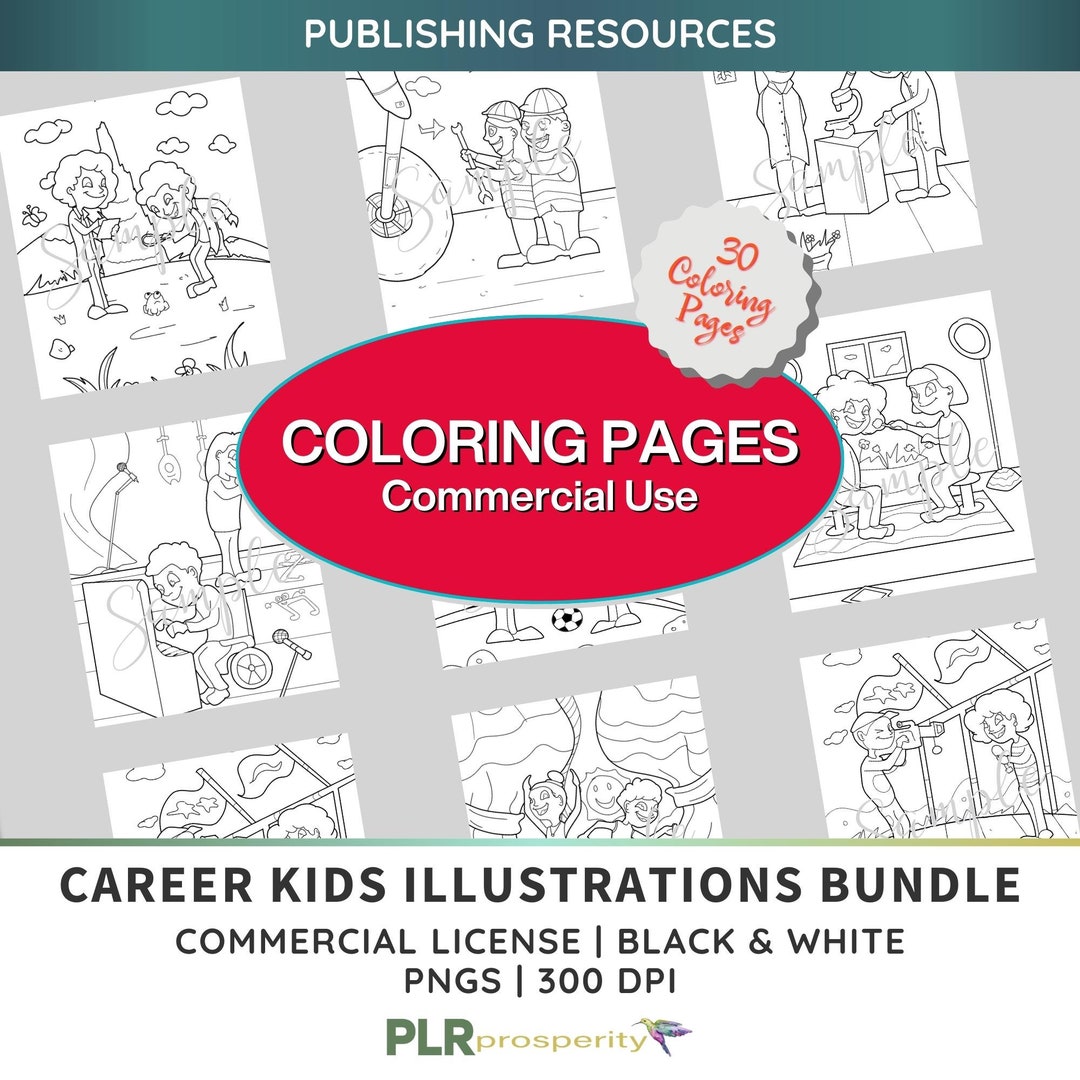 Kids Careers COLORING PAGE Bundle for Children With Commerical Rights ...