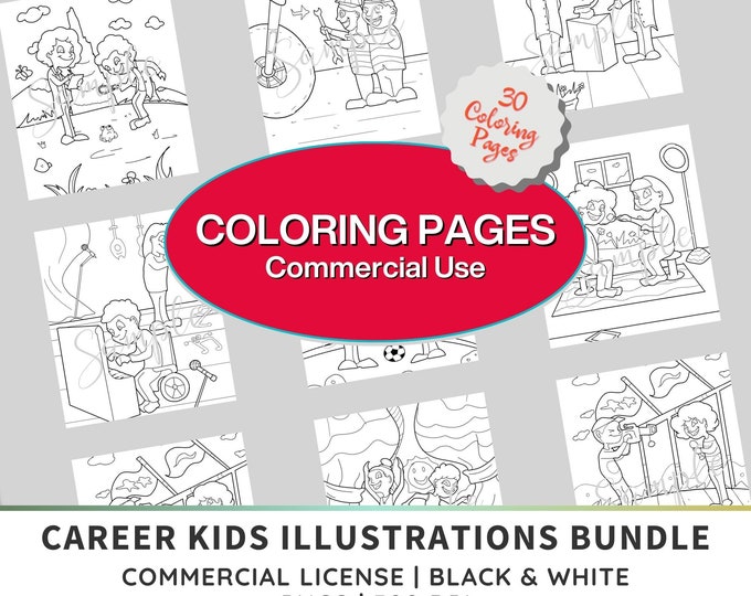 Kids Careers COLORING PAGE Bundle for Children With Commerical Rights ...