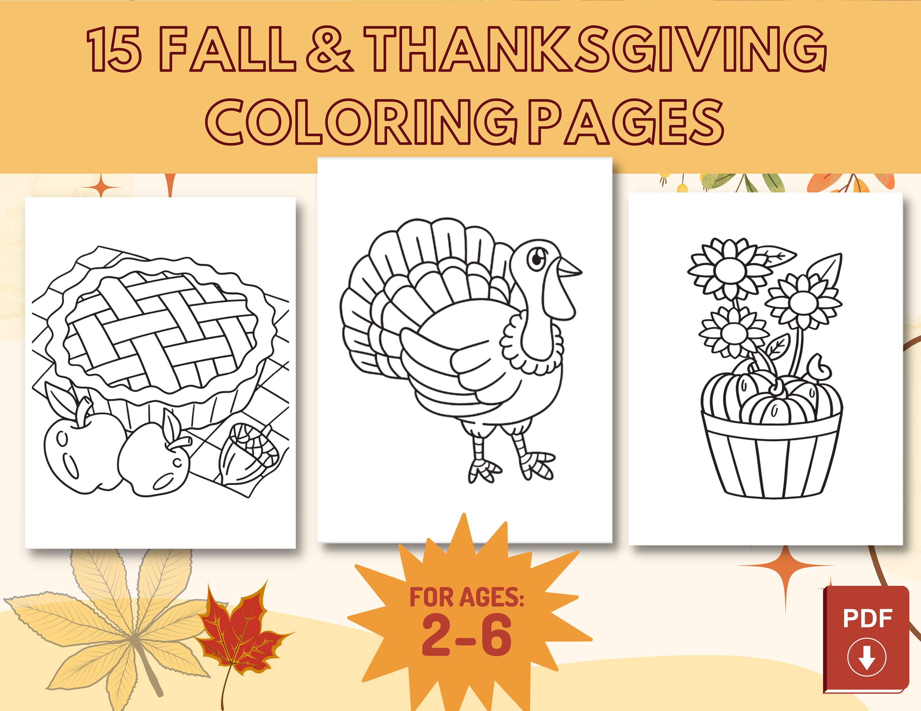 Thanksgiving Coloring Sheets, Coloring Pages for Kids, Autumn Coloring ...
