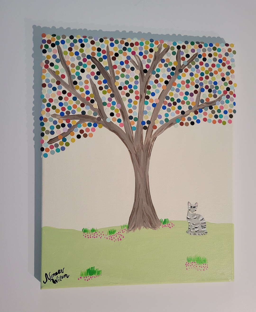 Tree of Life Beige With Bright Color Leaves Wall Art With Optional ...