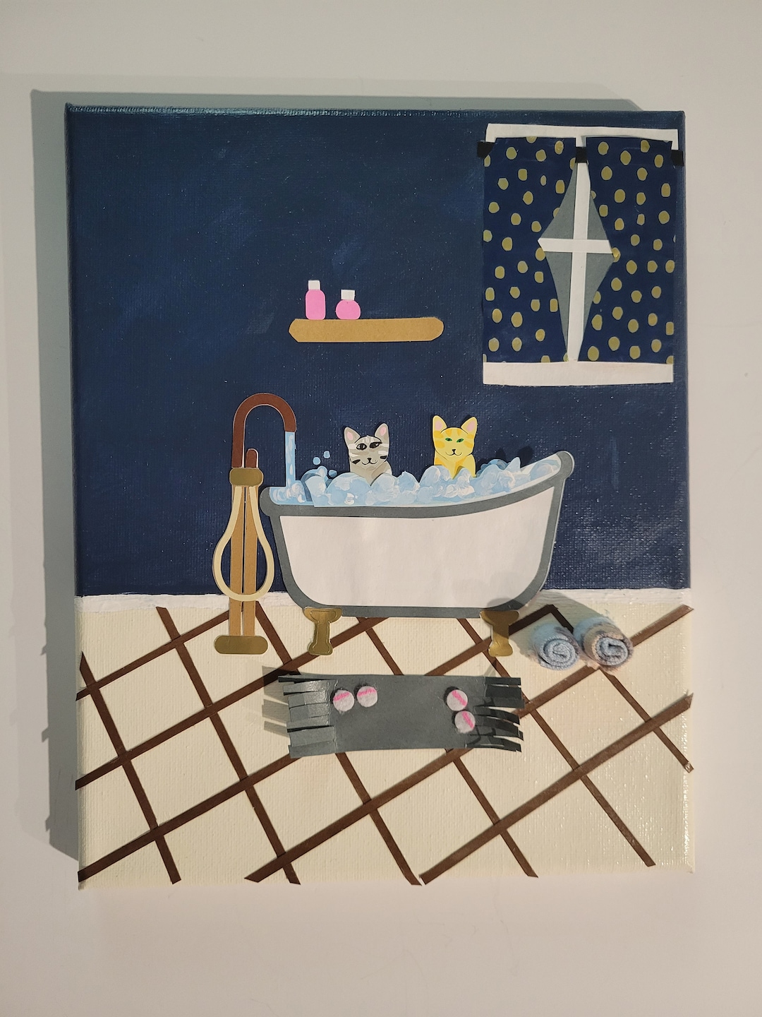 Bath Time Cats Art Personalized With Your Cats! 8" X 10" Hand Painted ...
