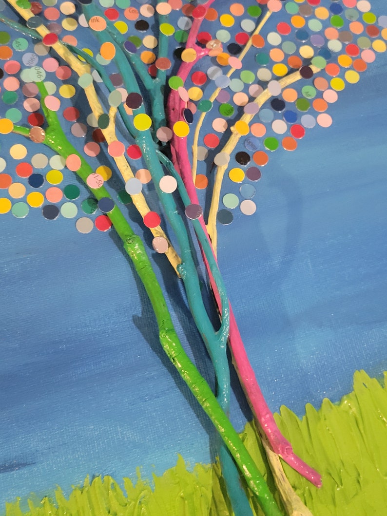 Twig Tree Art Multi Bright 12" X 12" - Etsy
