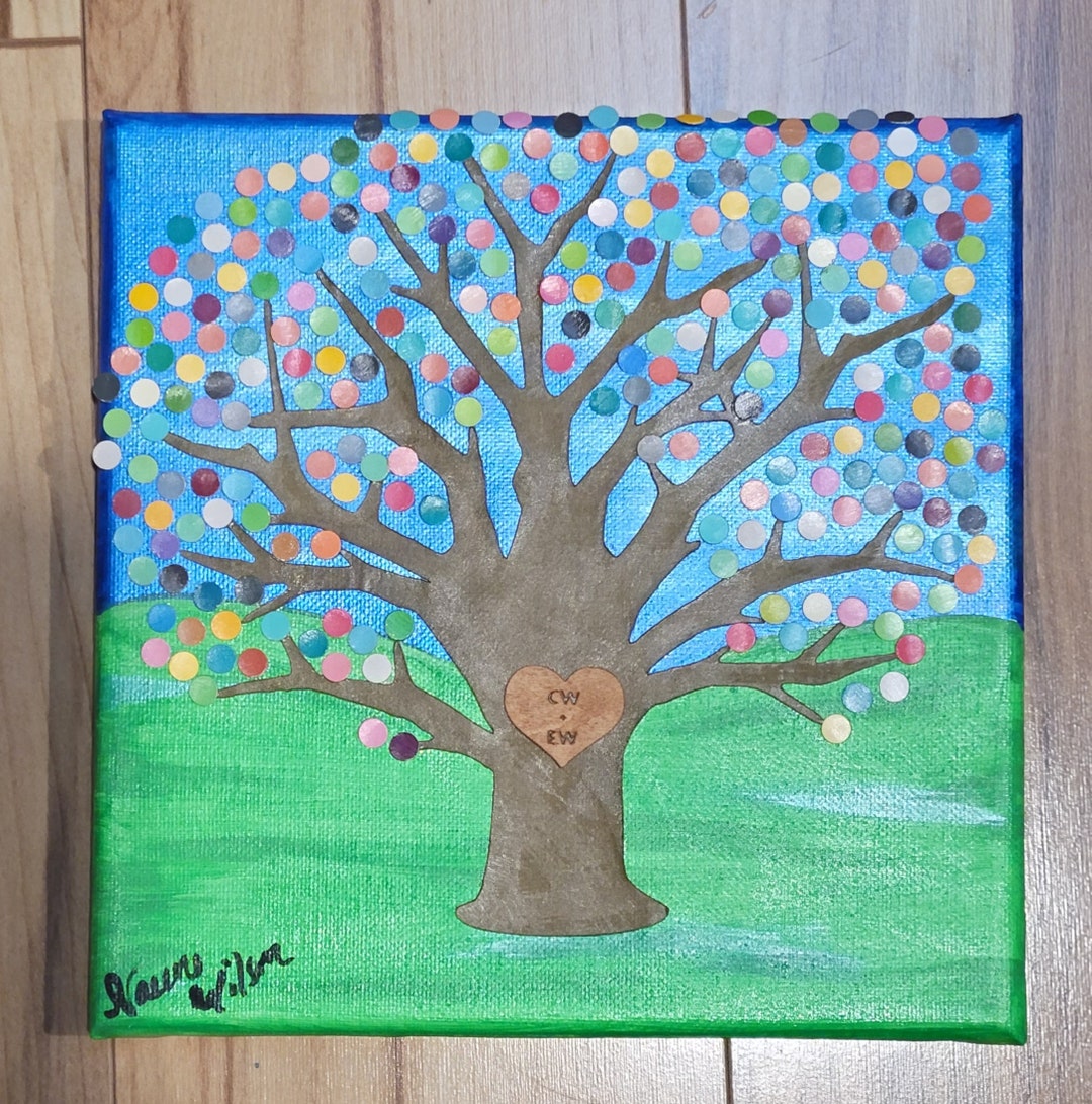 Hand Painted Happy Tree Art: Personalized Heart, Cat or Dog - Etsy