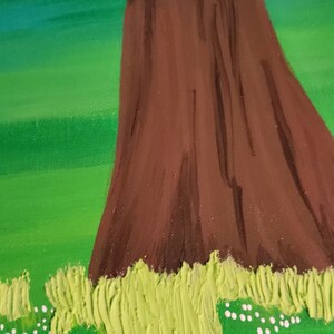 Happy Tree Art Bright Blue 18" X 24" Hand Painted & Decoupaged Canvas ...