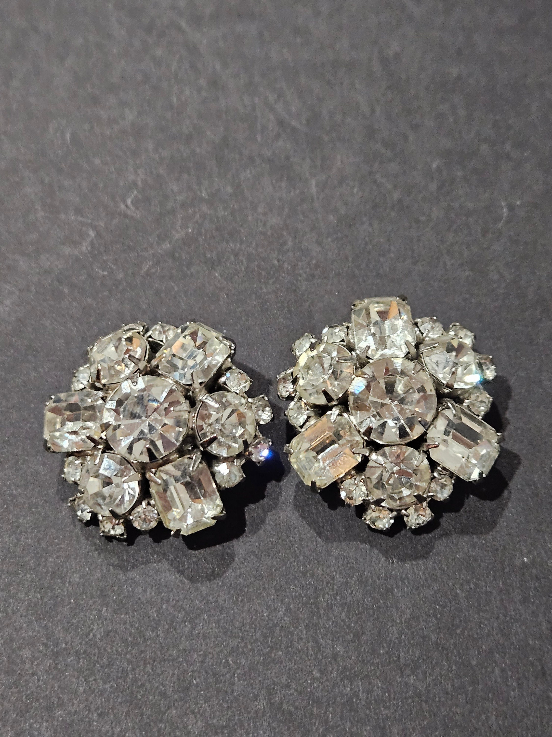 Rhinestone Starburst Clip on Earrings - Etsy